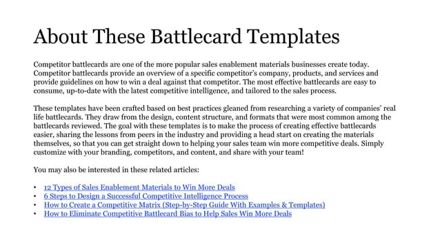 Battlecard Templates.pptx | Internet for Beginners | Internet