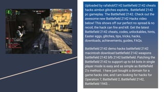Battlefield 2142 cheats pc | PPT