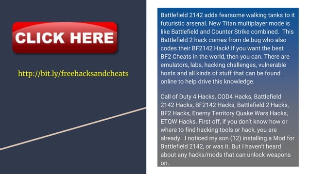 Battlefield 2142 cheats pc | PPT