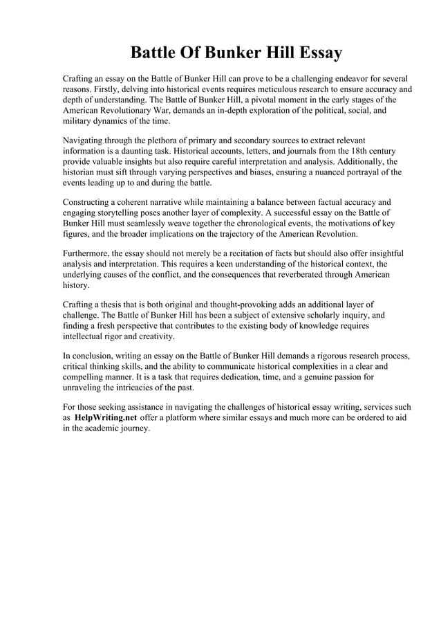 Battle Of Bunker Hill Essay | PDF