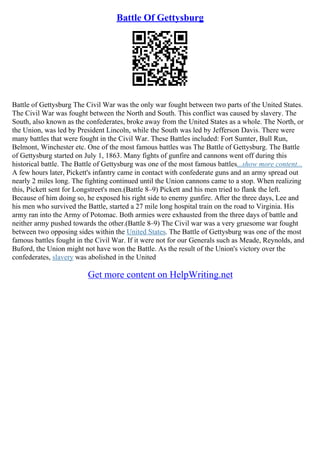 Battle Of Gettysburg Essay | PDF