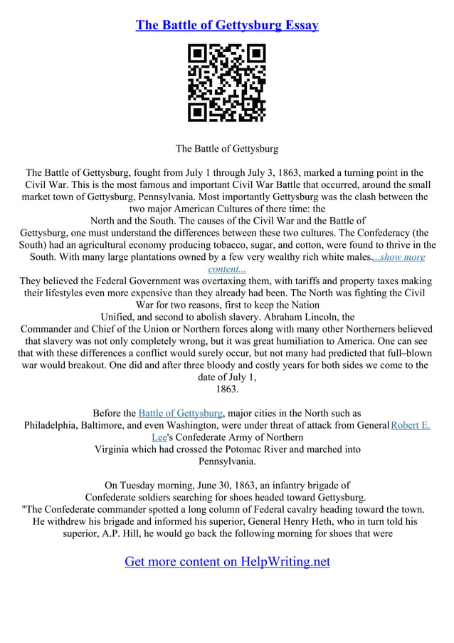 Battle Of Gettysburg Essay | PDF