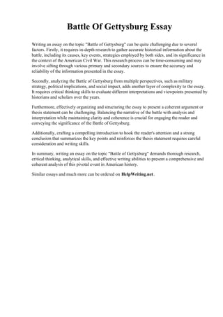 Battle Of Gettysburg Essay | PDF
