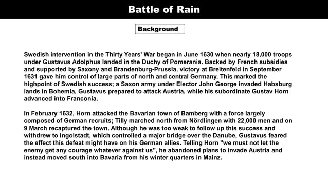 Battle of Rain year 1632, 30 years War a Swedish battle. | PDF | Death ...