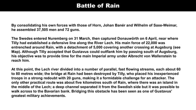 Battle of Rain year 1632, 30 years War a Swedish battle. | PDF | Death ...