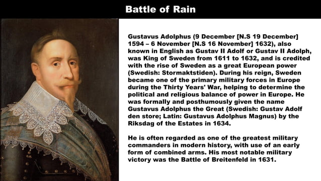 Battle of Rain year 1632, 30 years War a Swedish battle. | PDF | Death ...