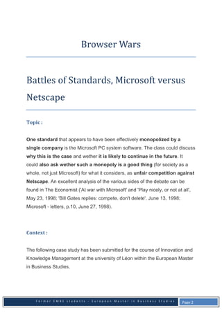 Battle Of Standards Netscape Versus Microsoft | PDF