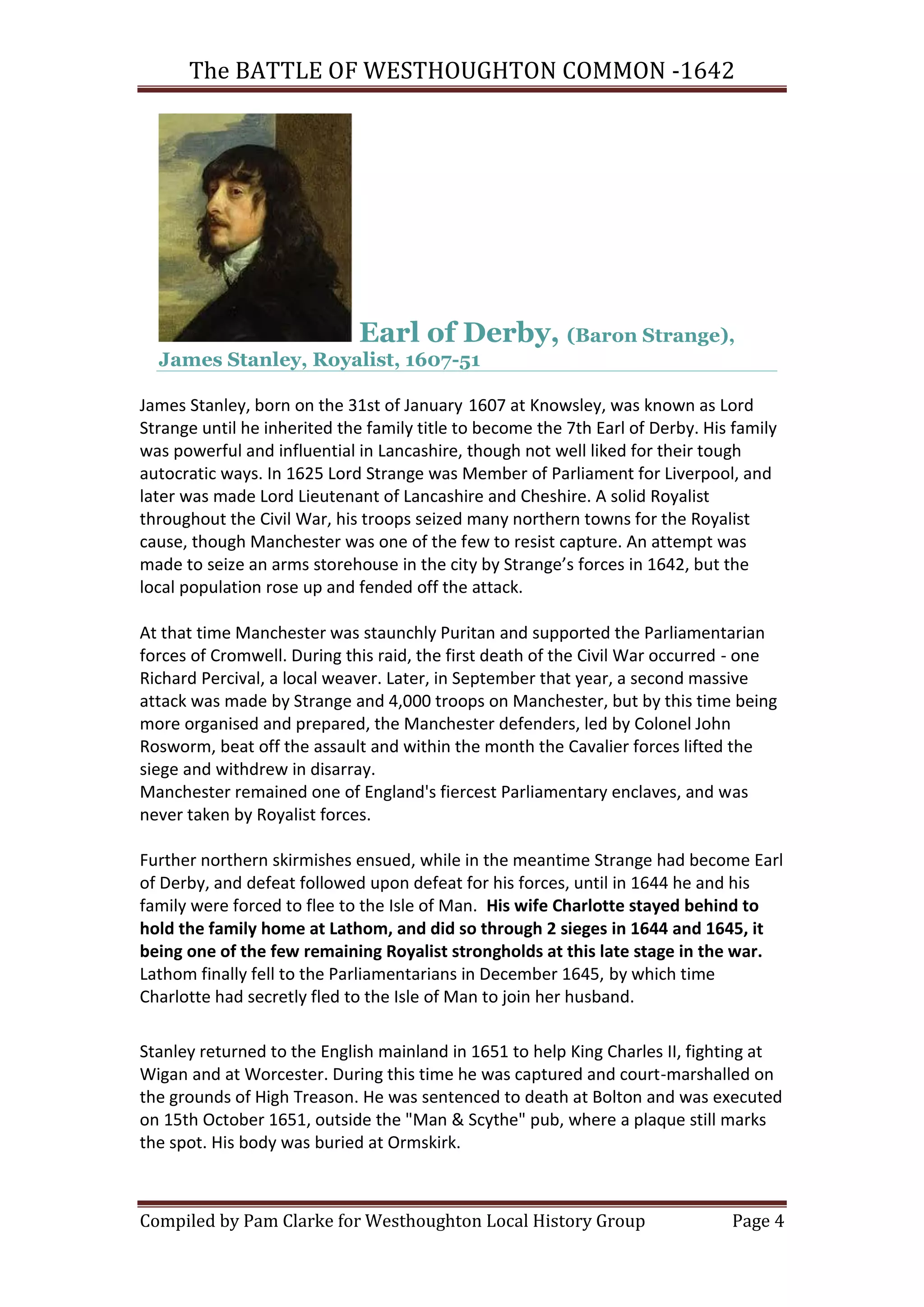 Battle of westhoughton common 1642 | PDF