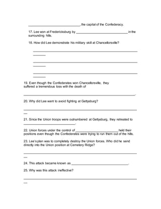 Battles of the civil war notes | DOCX