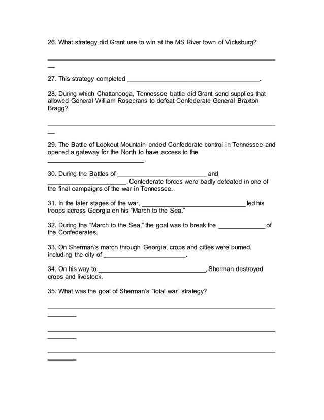 Battles of the civil war notes | DOCX | Death, Injury, or Military ...