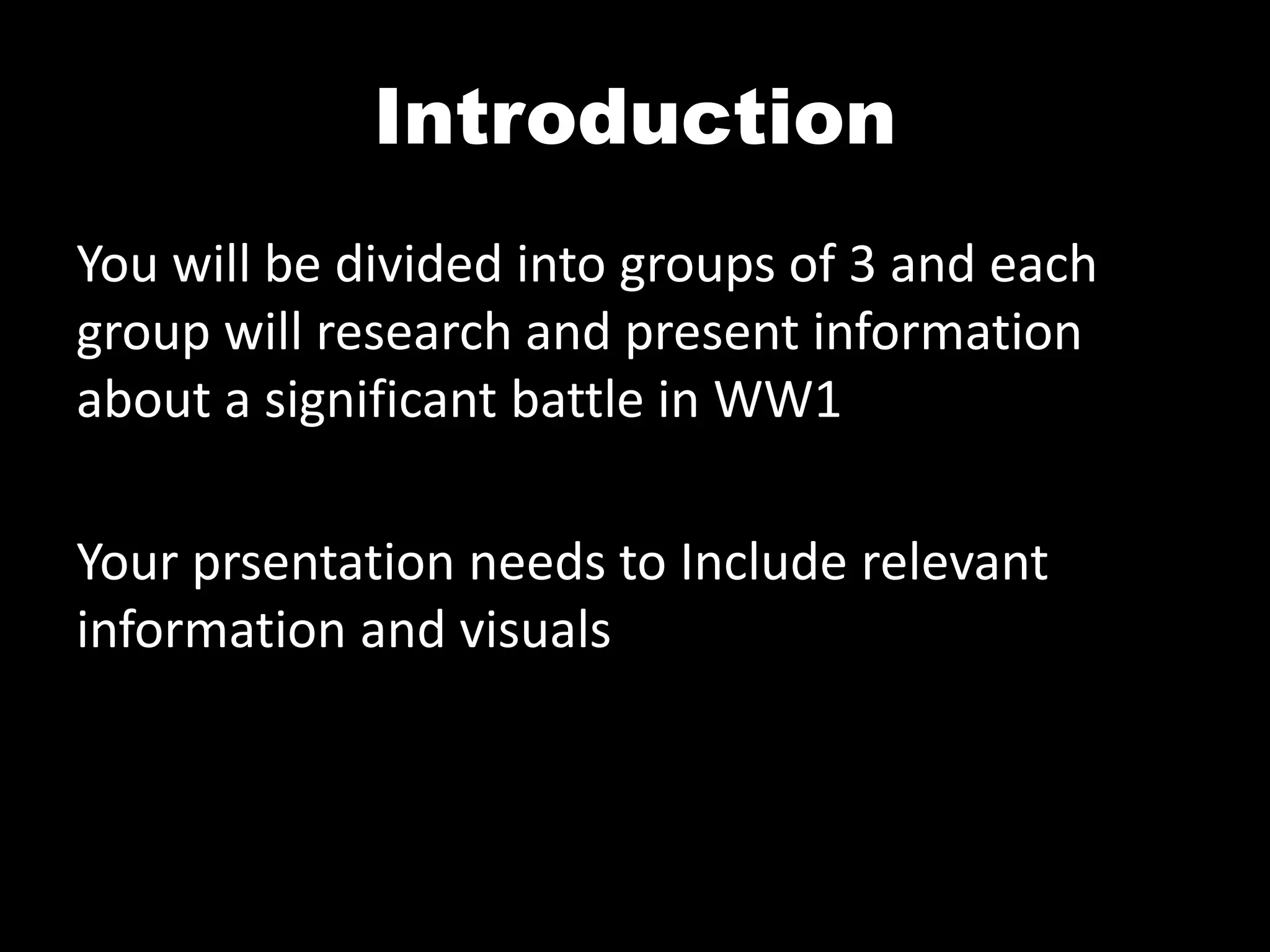 Battles of WW1 visual presentations | PPTX