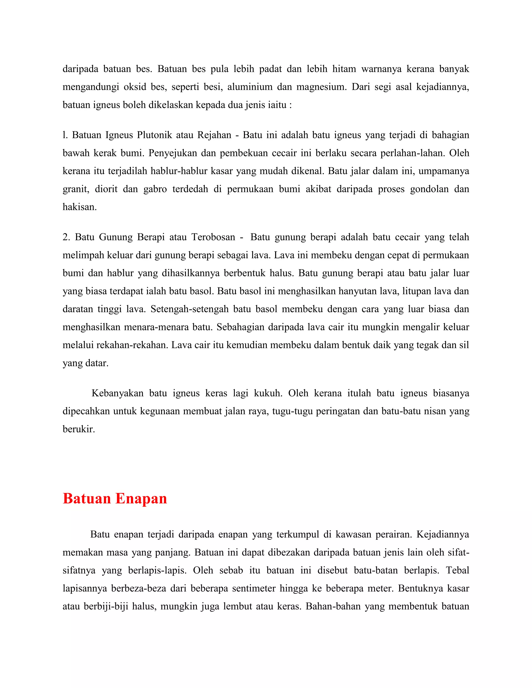 Nota Geografi : Batuan | DOCX