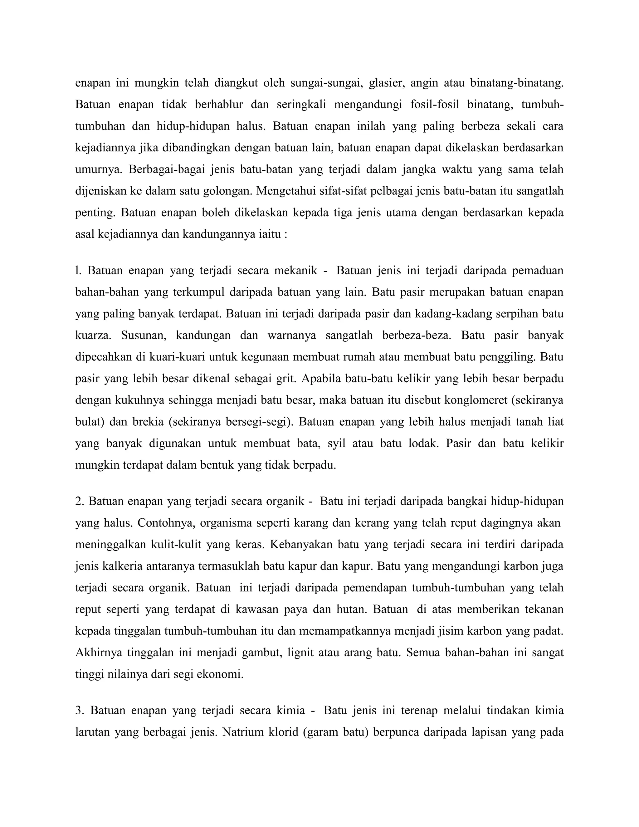 Nota Geografi : Batuan | DOCX