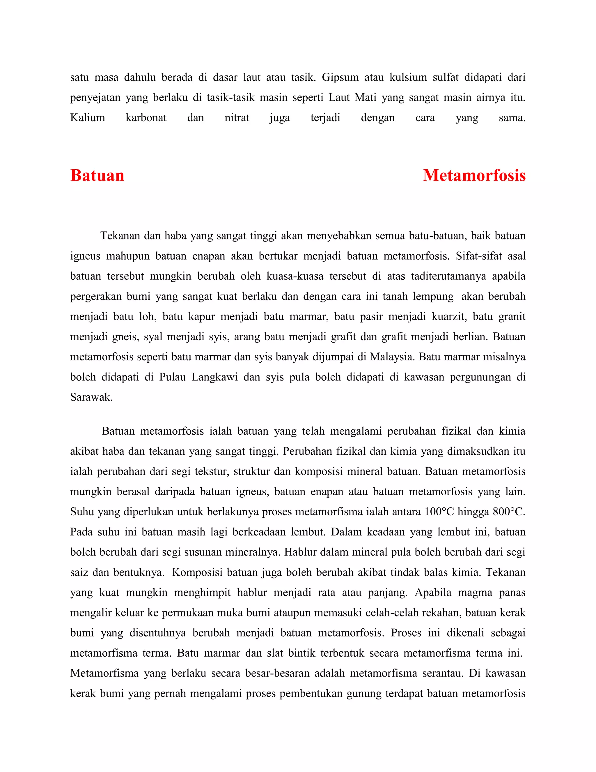 Nota Geografi : Batuan | DOCX