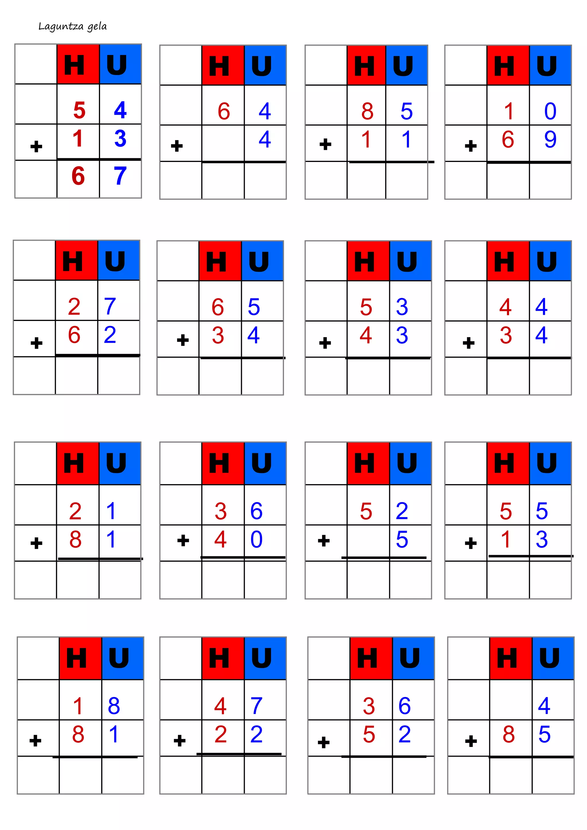 Batuketak taularekin 2 zifra | PDF