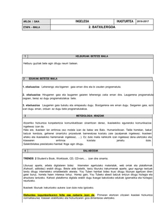 Batx 2 ingeles memoria 2016 2017 | PDF