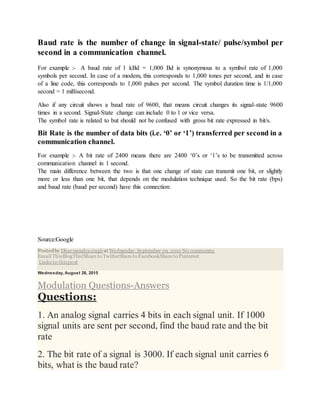 Baud rate is the number of change in signal | DOCX