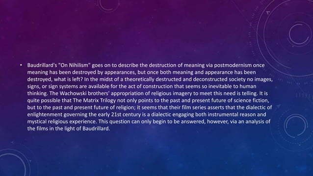 Baudrillard and the matrix | PPT