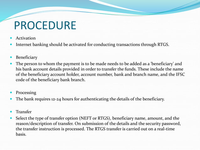 RTGS REAL TIME GROSS SETTLEMENT | PPTX | Stocks and Bonds | Personal ...