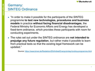 The concept of “regulatory innovation zones” and the German SINTEG ...