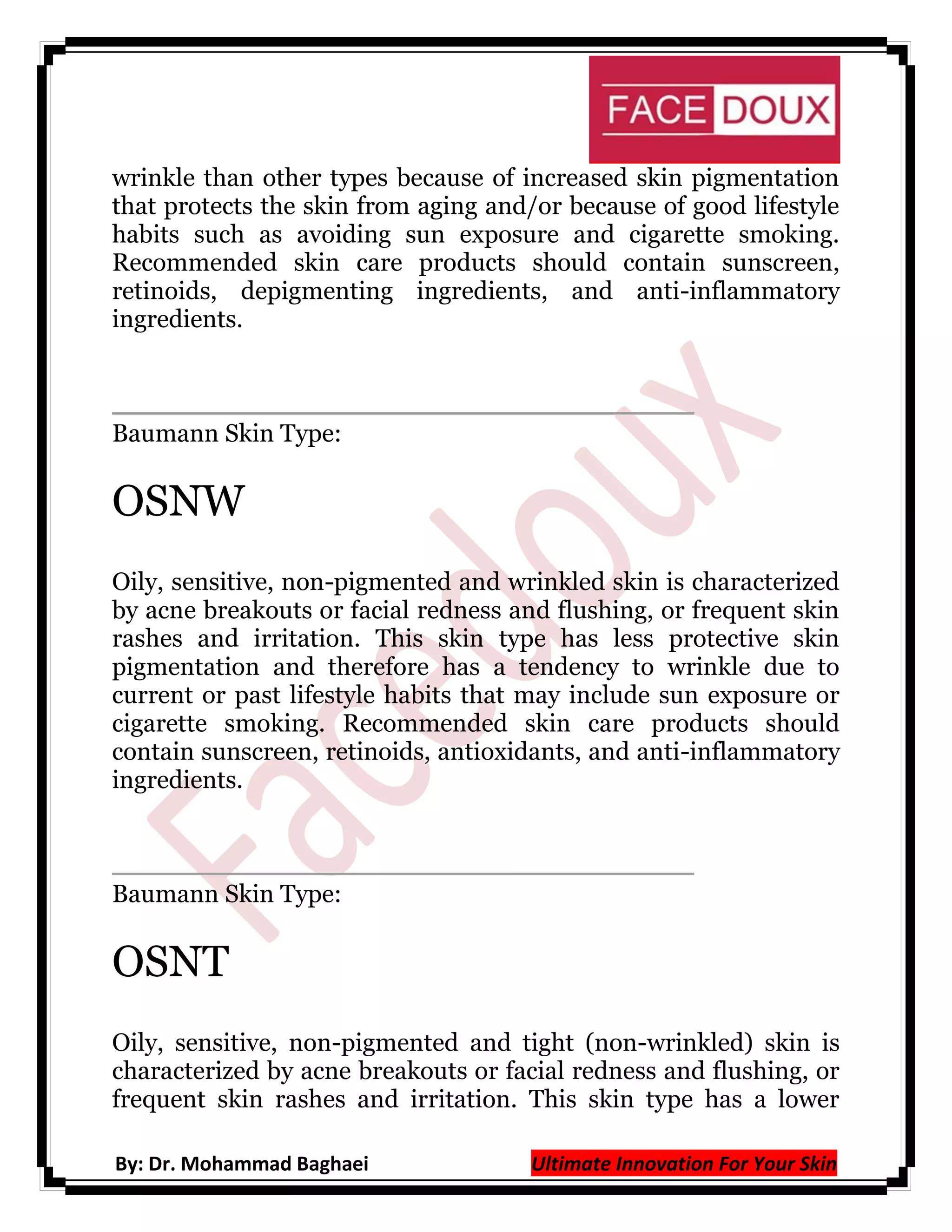 Baumann skin type | PDF