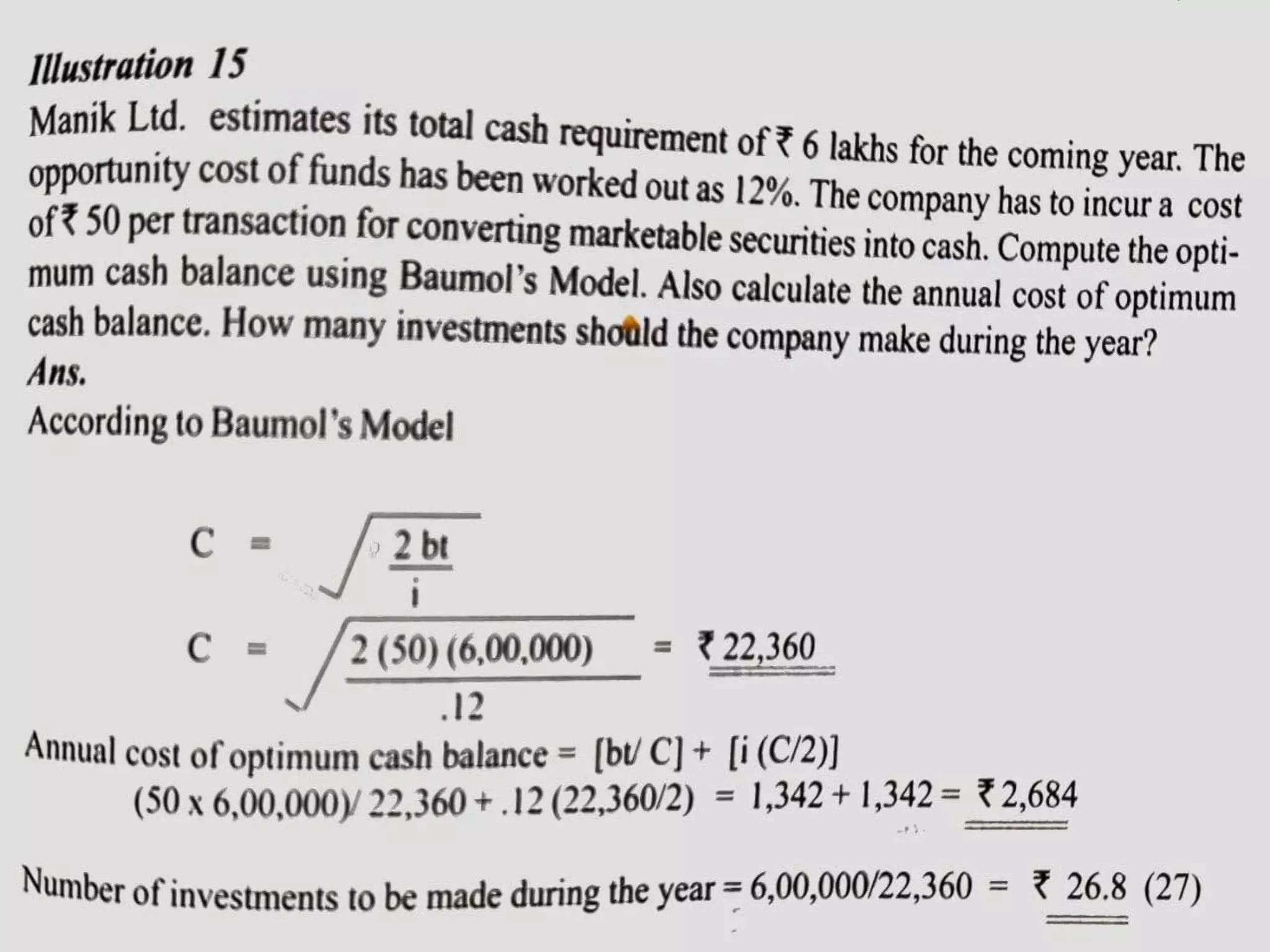 Baumols model of cash management | PPTX