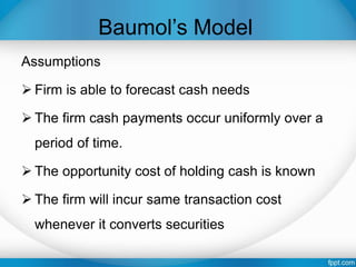Baumols model of cash management | PPTX