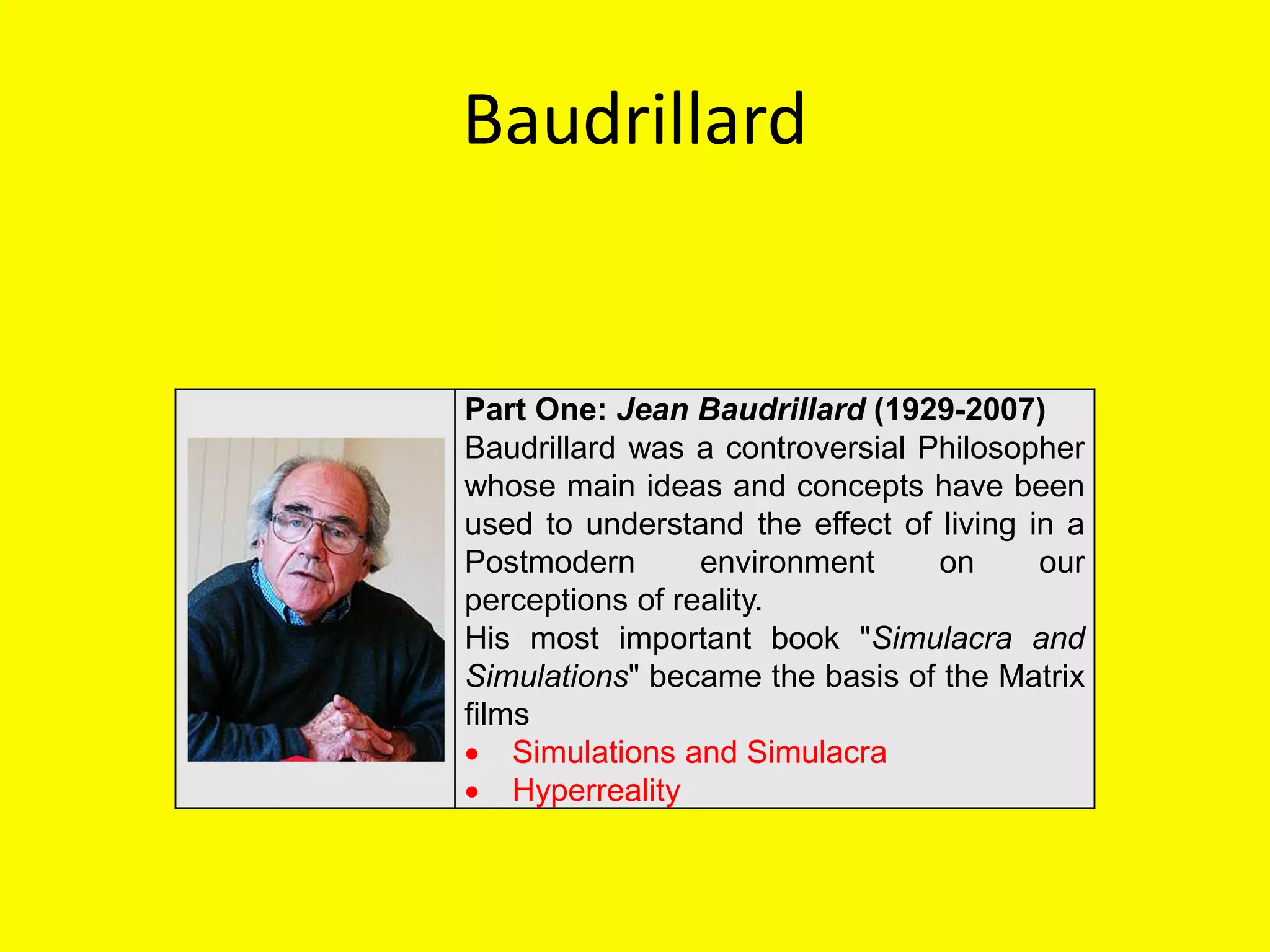 Baudrillard & hyperreality | PPT