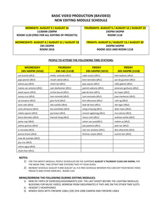 BAVIDEO NEW EDITING SCHEDULE | PDF