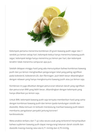 Bawang putih dan lemon membuat kolesterol tetap terjaga | PDF