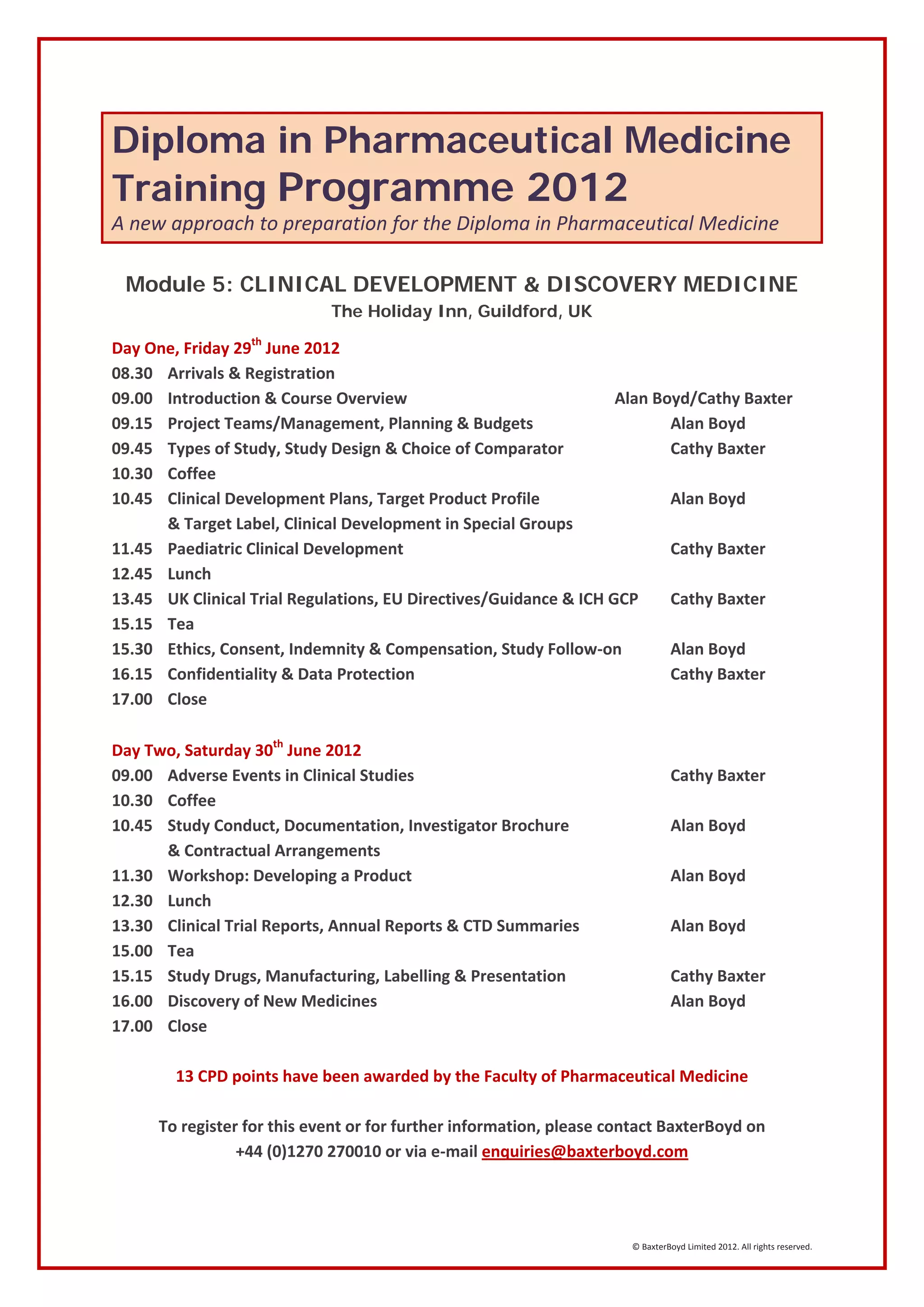 Baxter Boyd DPM Training Programme 2012 | PDF