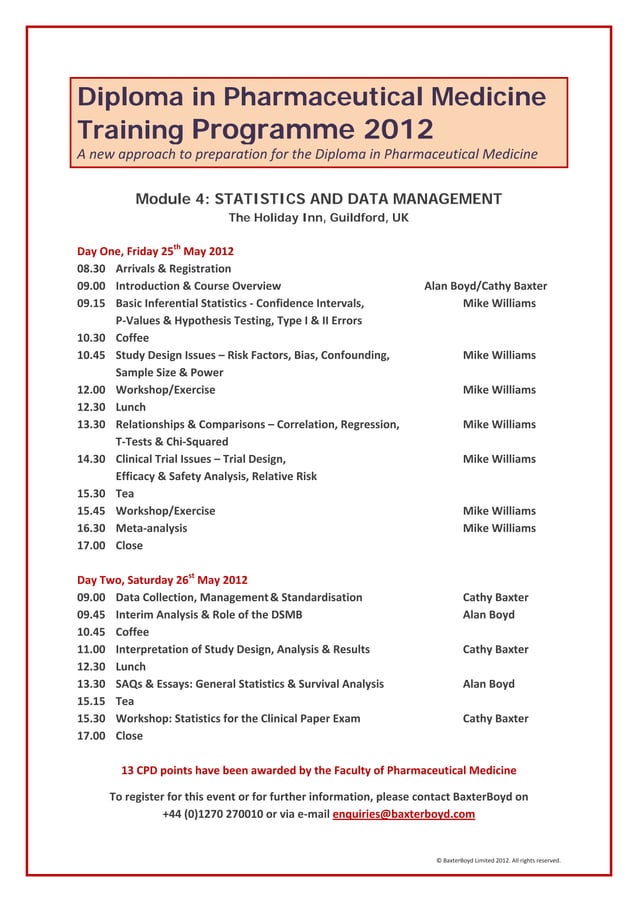 Baxter Boyd DPM Training Programme 2012 | PDF | Pharmaceutical Industry ...
