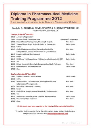 Baxter Boyd DPM Training Programme 2012 | PDF