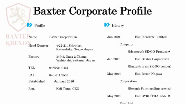 SK-GO, Baxter Presentation for Customers | PPT