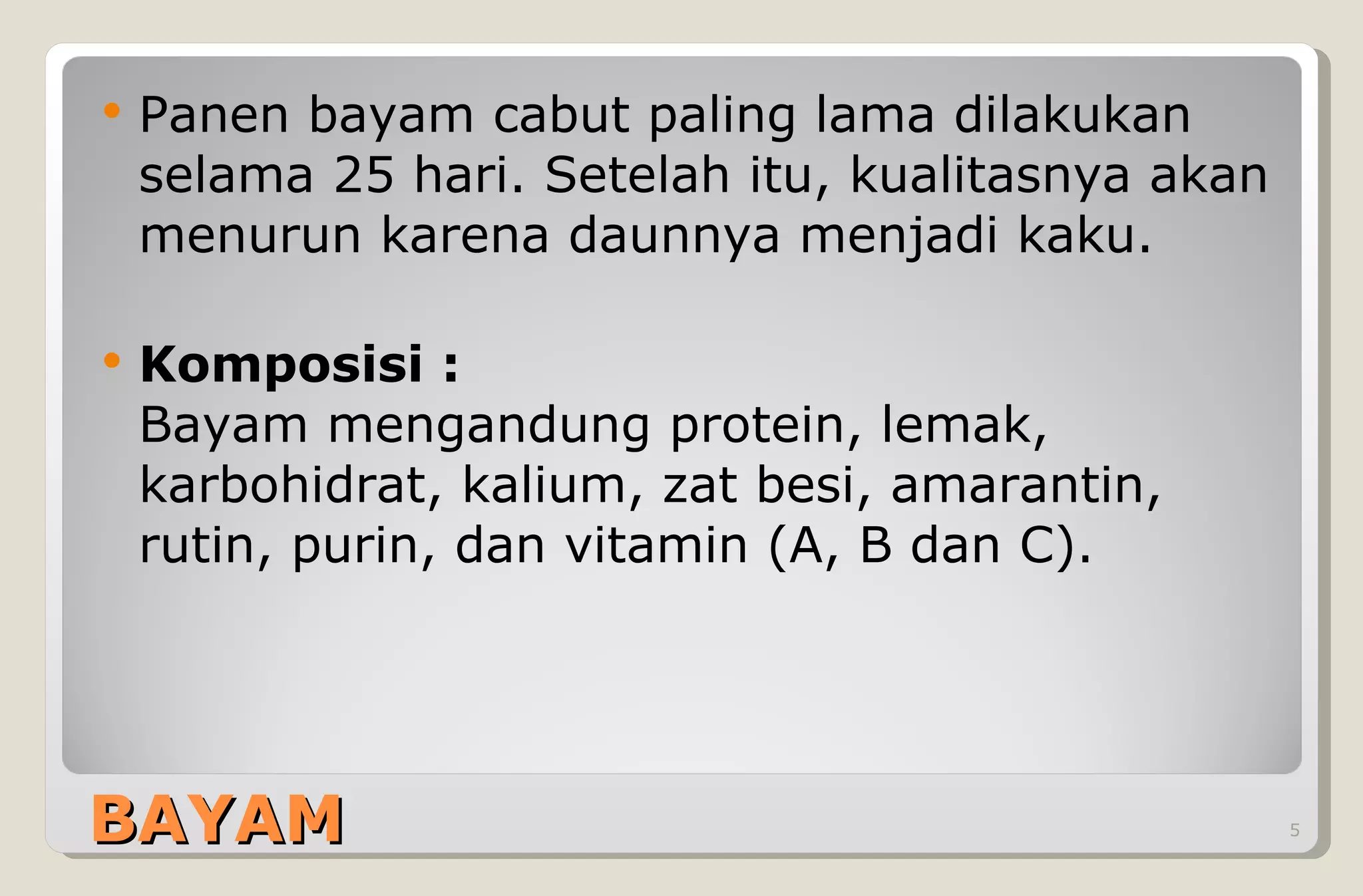Manfaat bayam | PPT