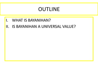 LESSON 3: FILIPINO VALUES: BAYANIHAN | PPTX