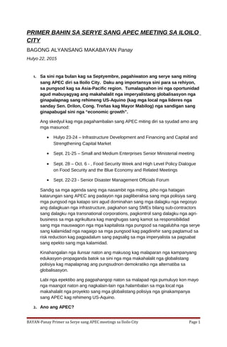 Bayan Panay's APEC Primer | PDF