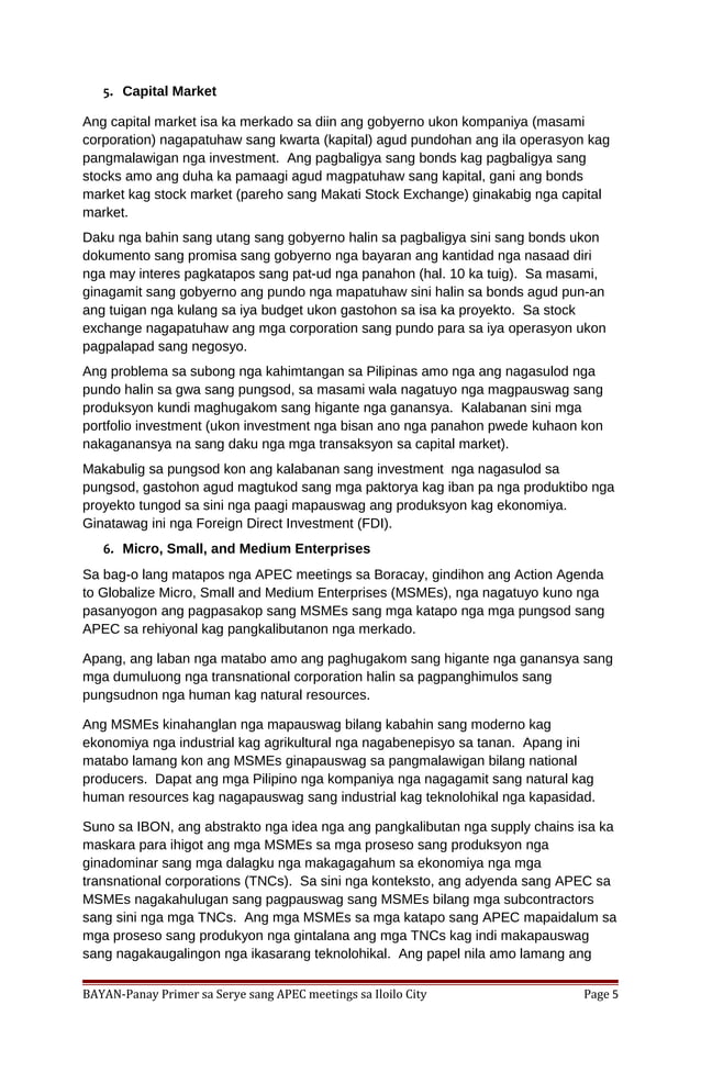 Bayan Panay's APEC Primer | PDF