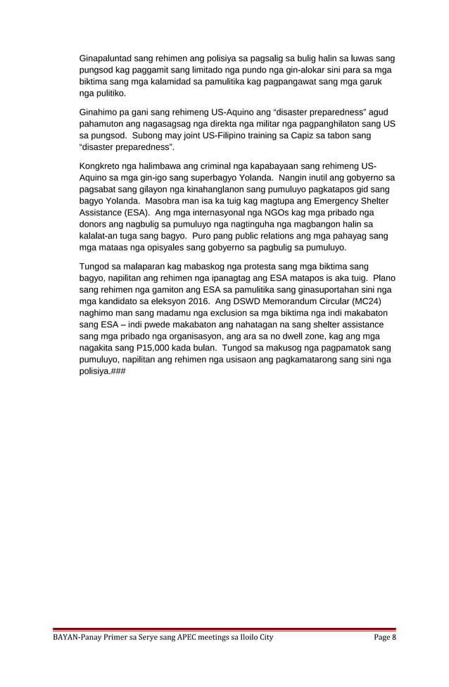 Bayan Panay's APEC Primer | PDF