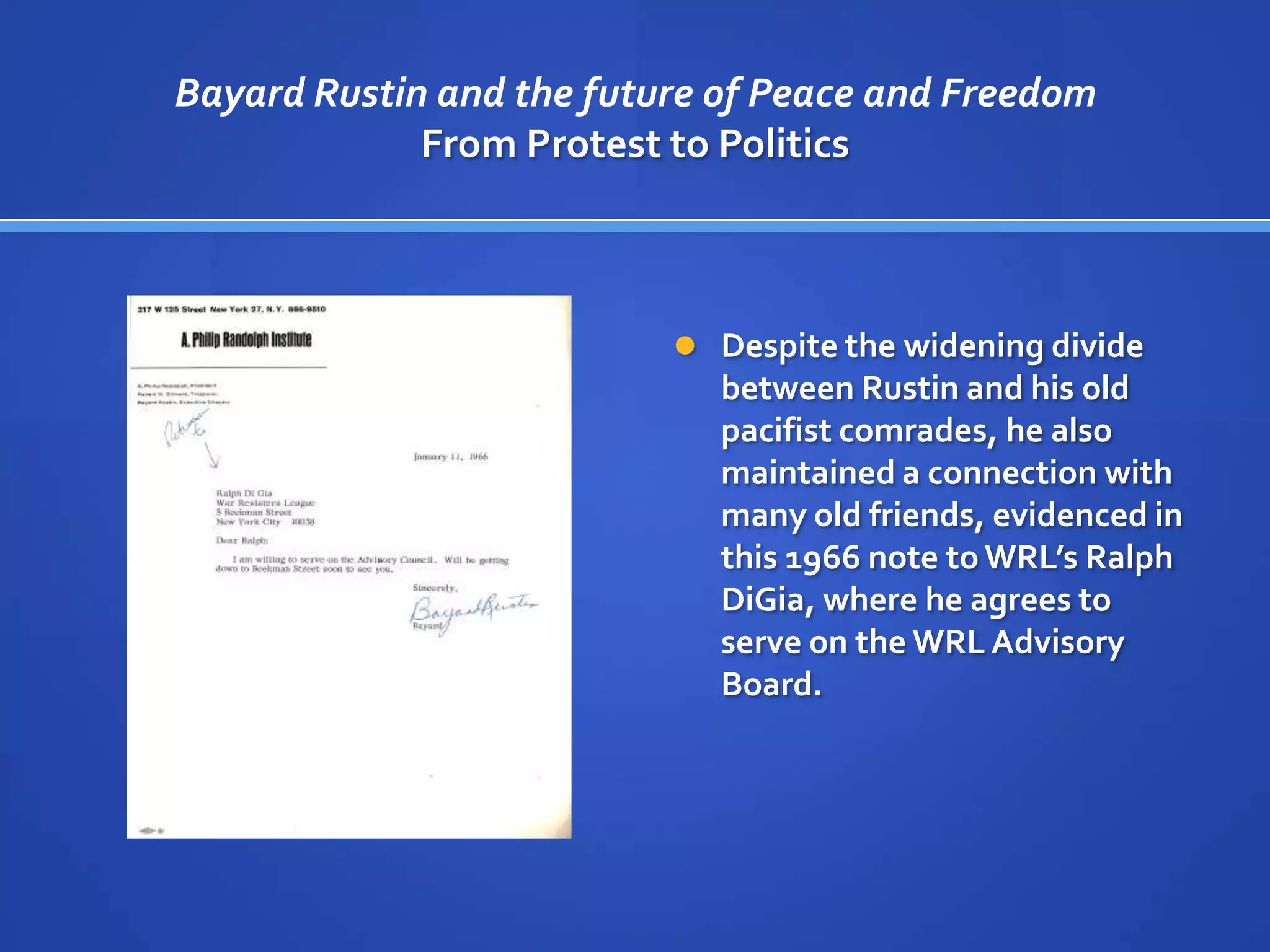 Building Bridges Through Revolutionary Nonviolence: Bayard Rustin and ...