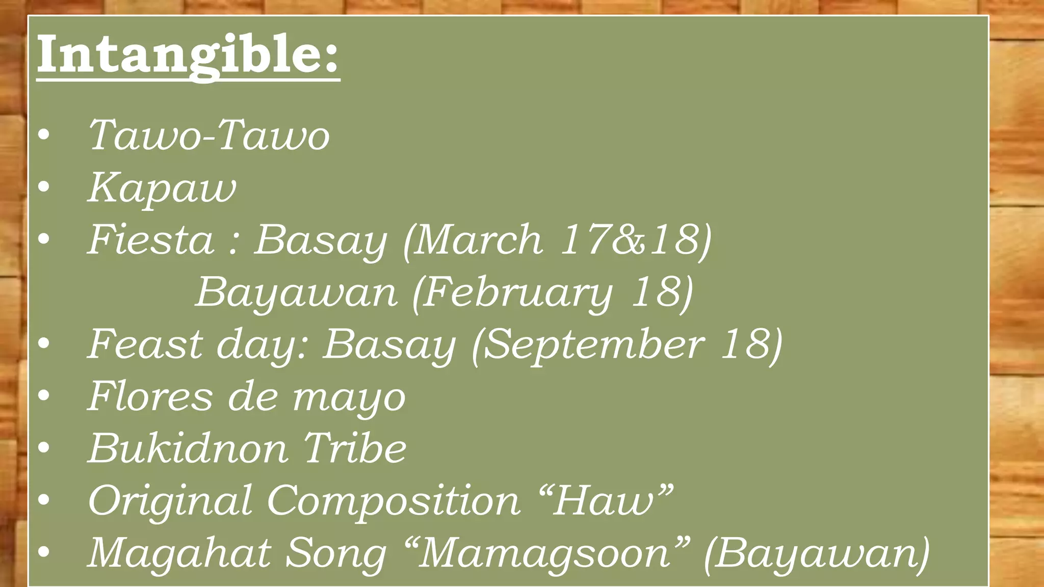 Bayawan and Basay Cultural Mapping | PPT