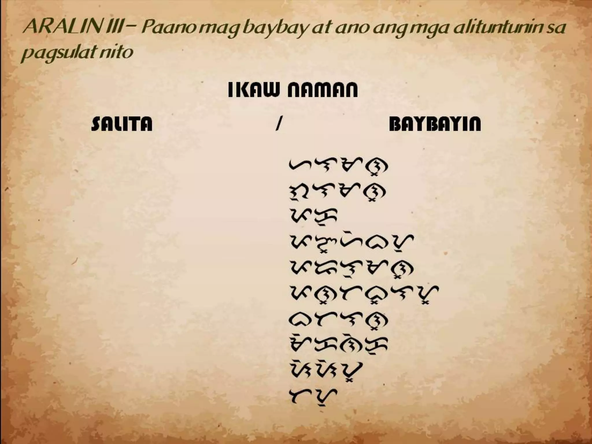 Baybayin Aralin: Sinaunang Sulat ng Tagalog | PPTX
