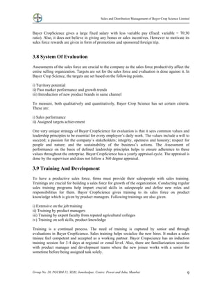 Sales and Distribution Management of Bayer Crop Science Limited | PDF