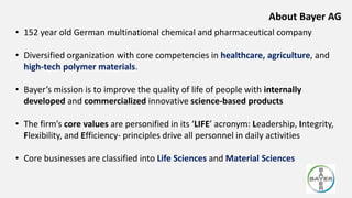 Bayer... | PPTX | Pharmaceutical Industry | Industries