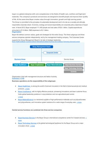 Bayer is a global enterprise with core competencies in the fields of ...