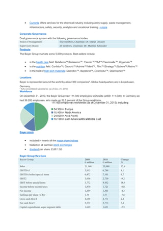 Bayer is a global enterprise with core competencies in the fields of ...