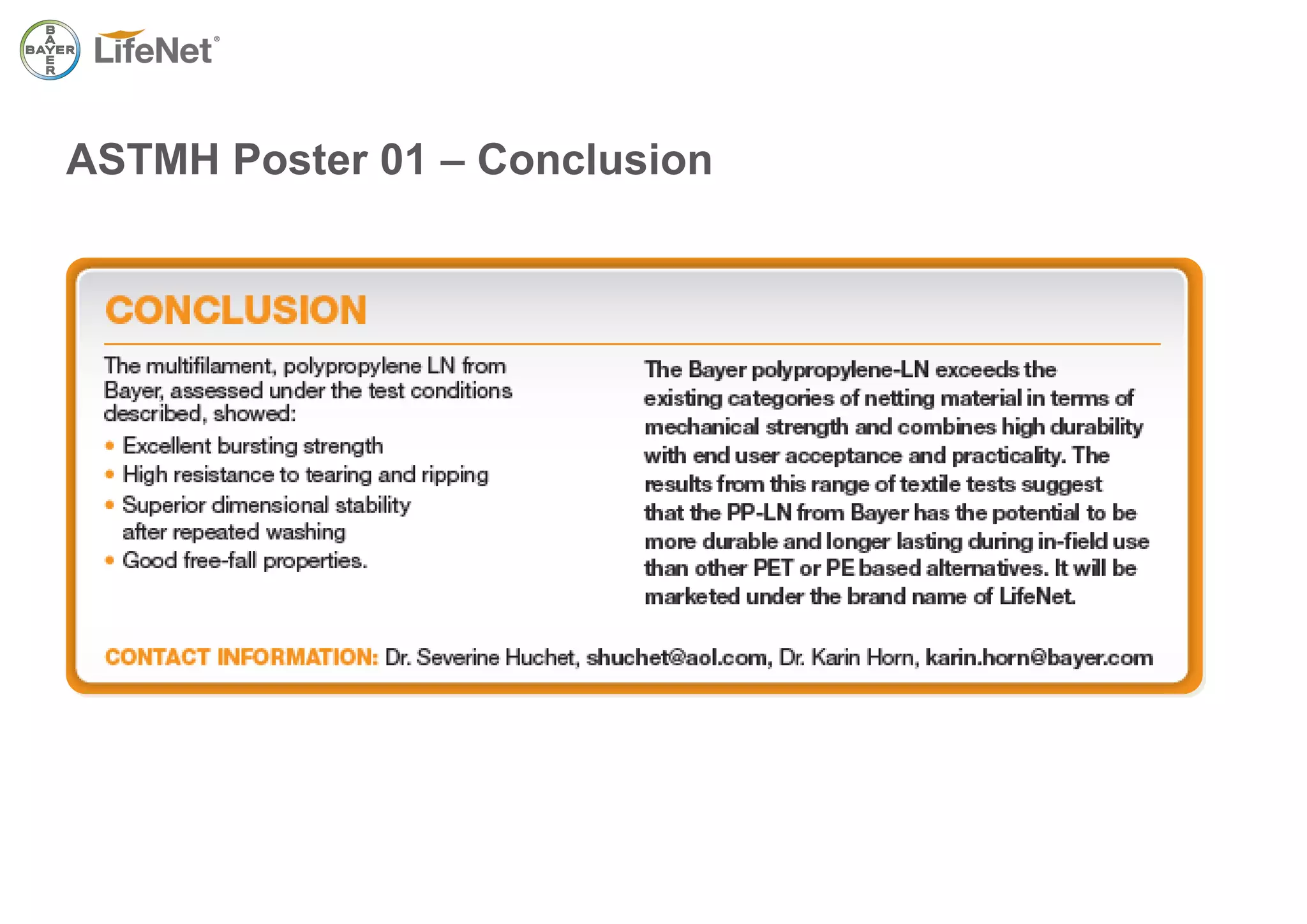 Bayer LifeNet - Poster Paper presented at American Society of Tropical ...