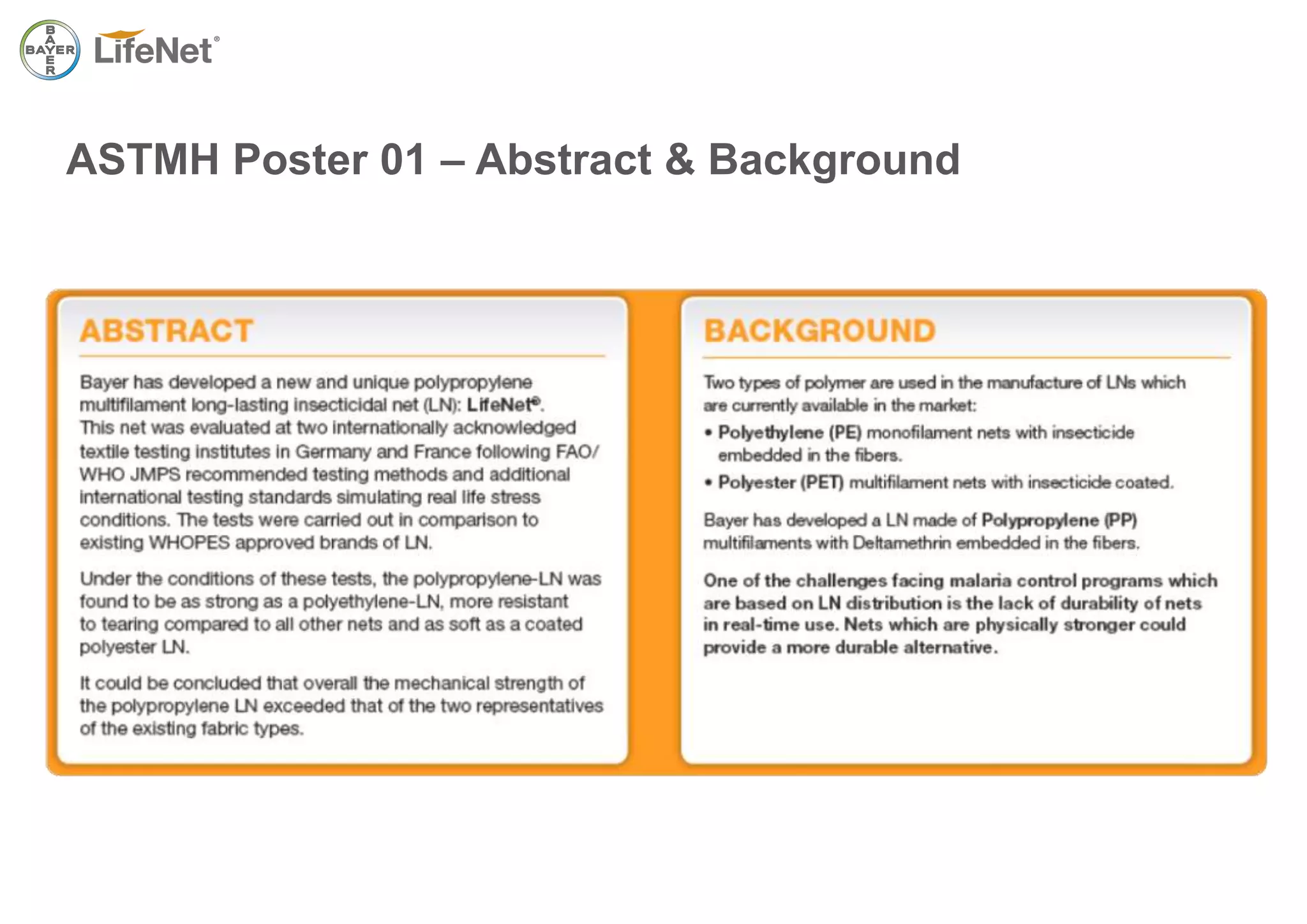 Bayer LifeNet - Poster Paper presented at American Society of Tropical ...