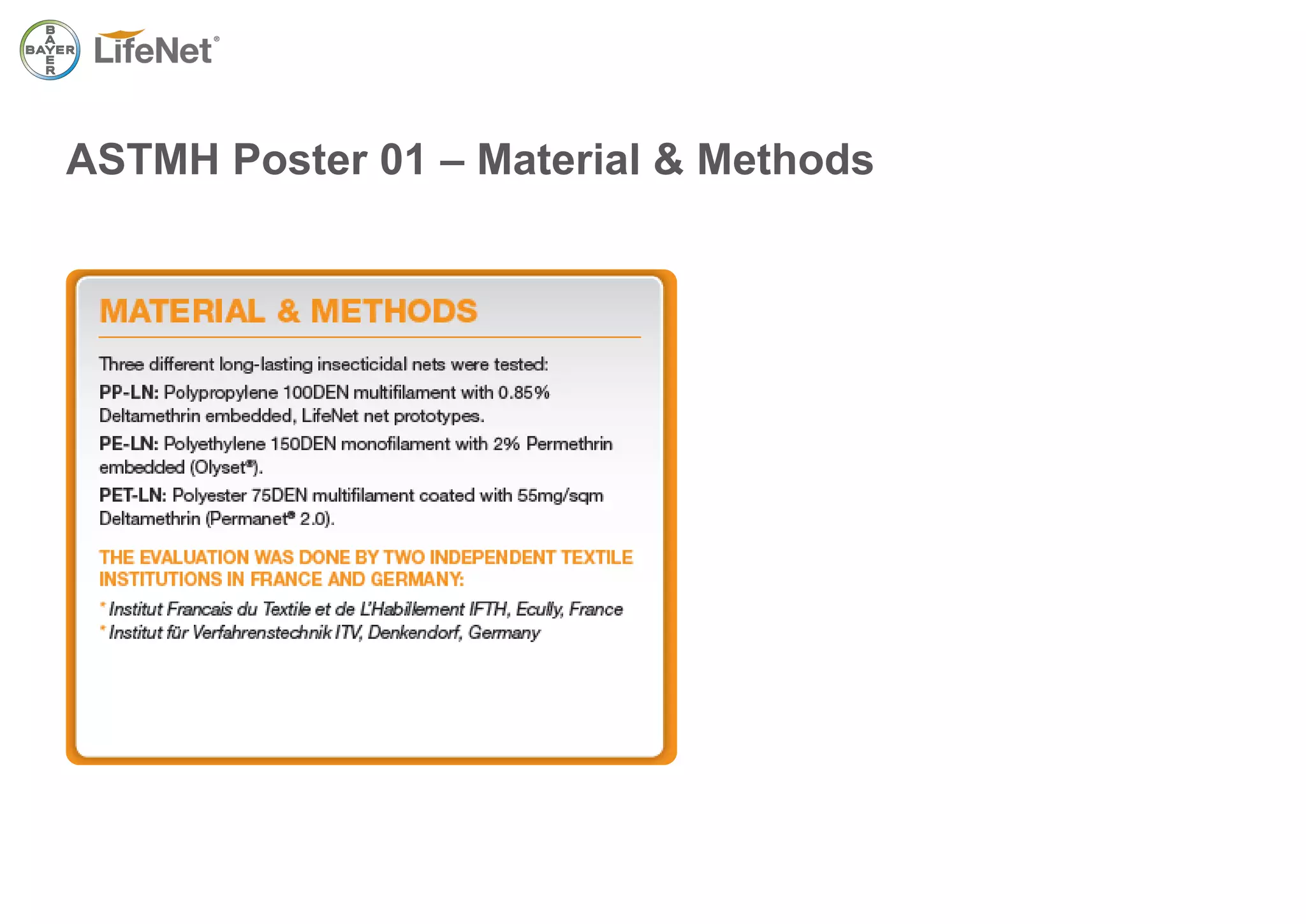 Bayer LifeNet - Poster Paper presented at American Society of Tropical ...