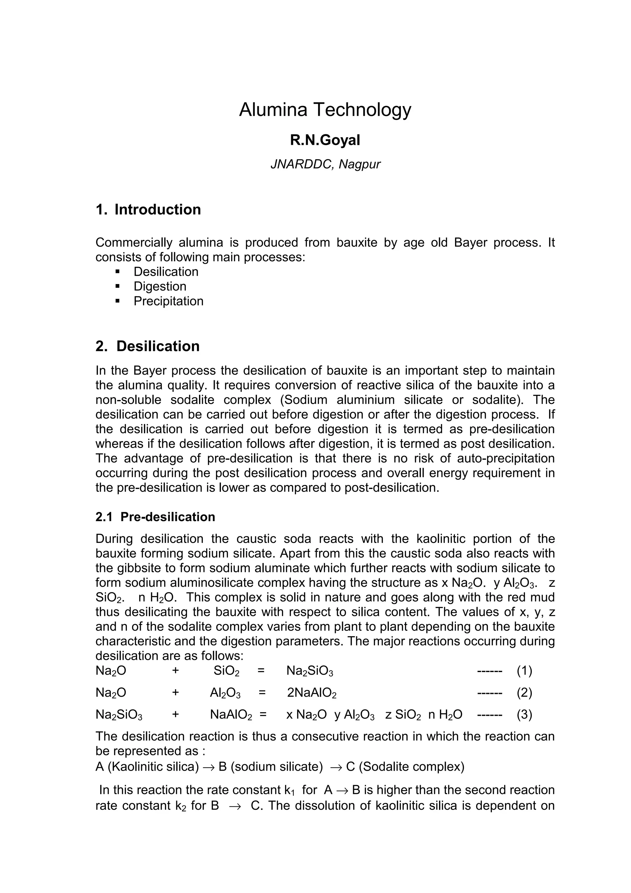 Bayers process reactions | PDF
